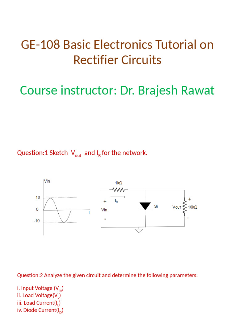 Basic Electronics: Rectifier Circuits | PDF