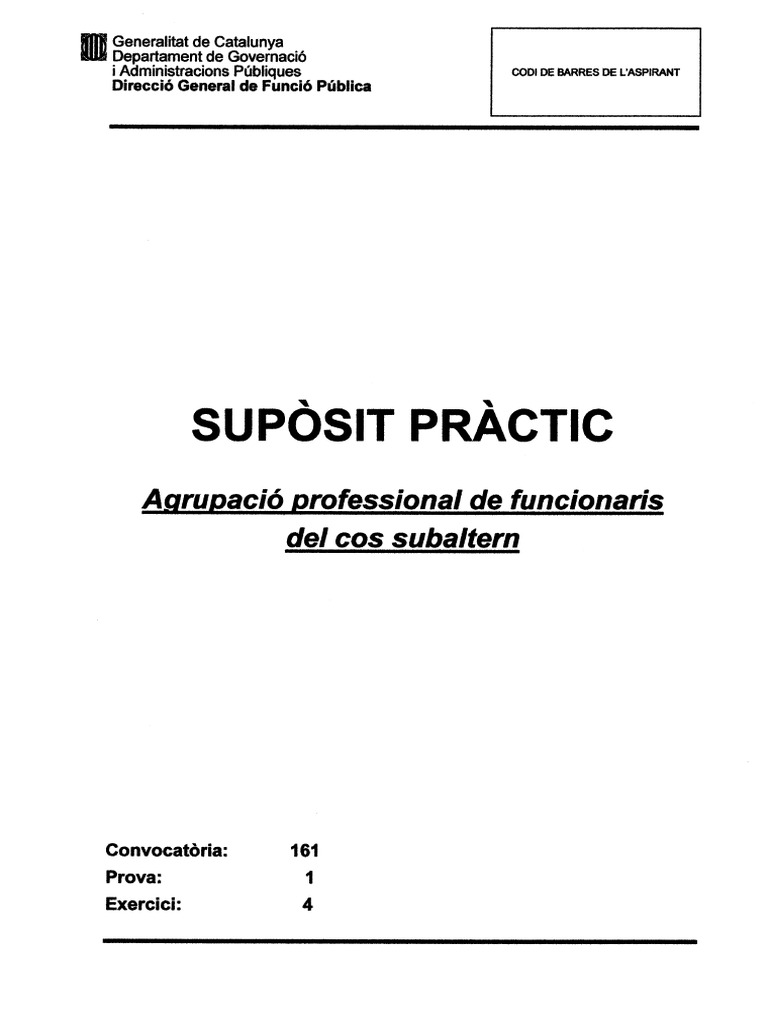 161 Subalterns - Supòsit Pràctic | PDF