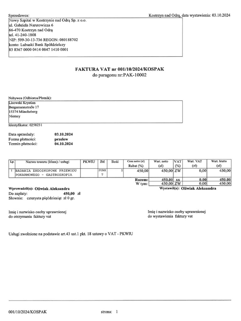 Faktura Lisowski | PDF