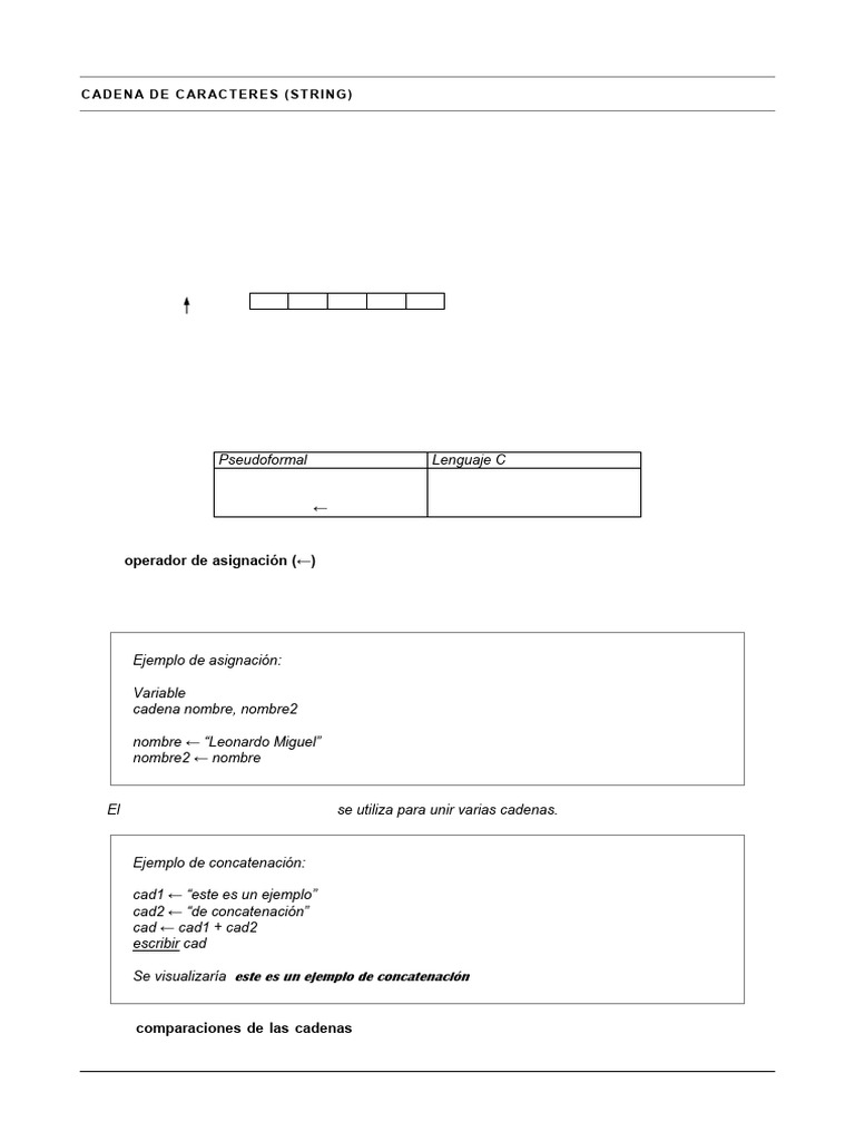 Introducción a Cadenas de Caracteres | PDF | Cadena (informática) | Lenguaje de programación