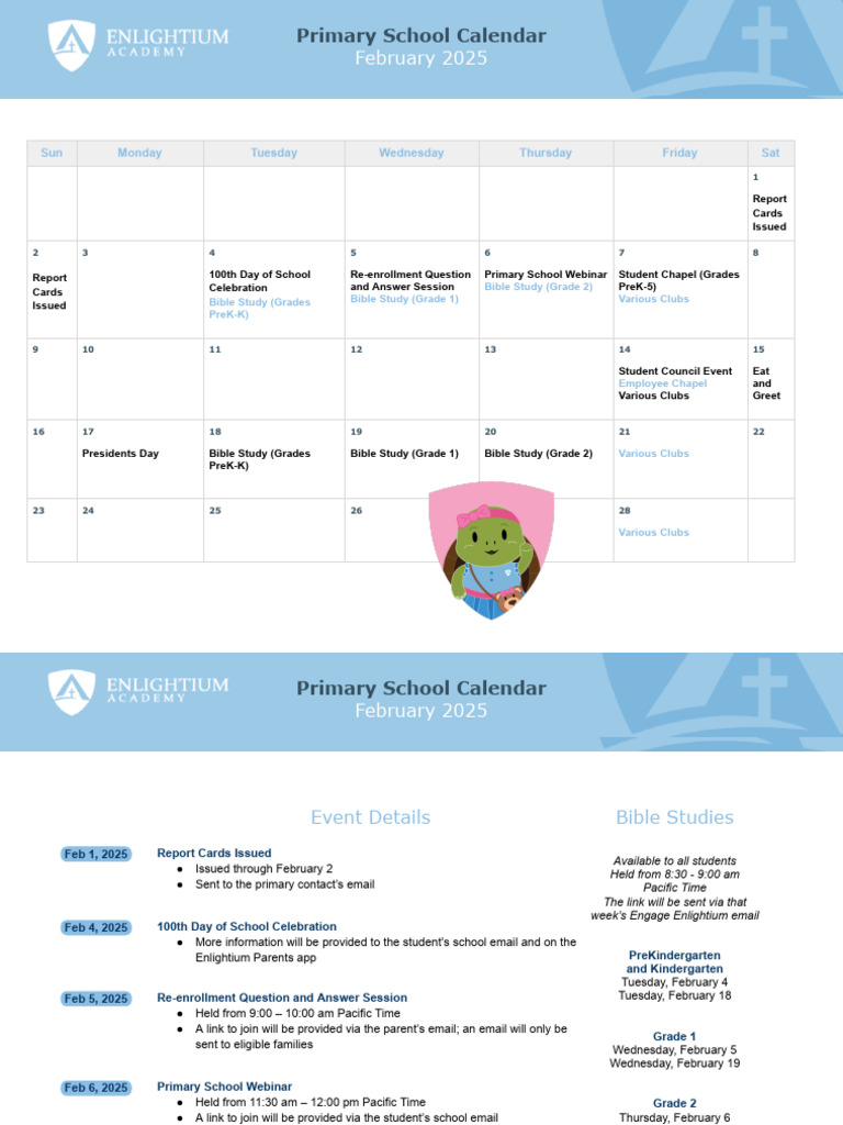 February 2025 Primary School Calendar | PDF | Schools | Educational ...