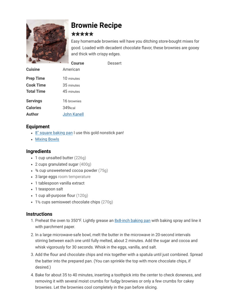 Preppy Kitchen Brownie Recipe Guide | PDF | Fat | Chocolate Brownie