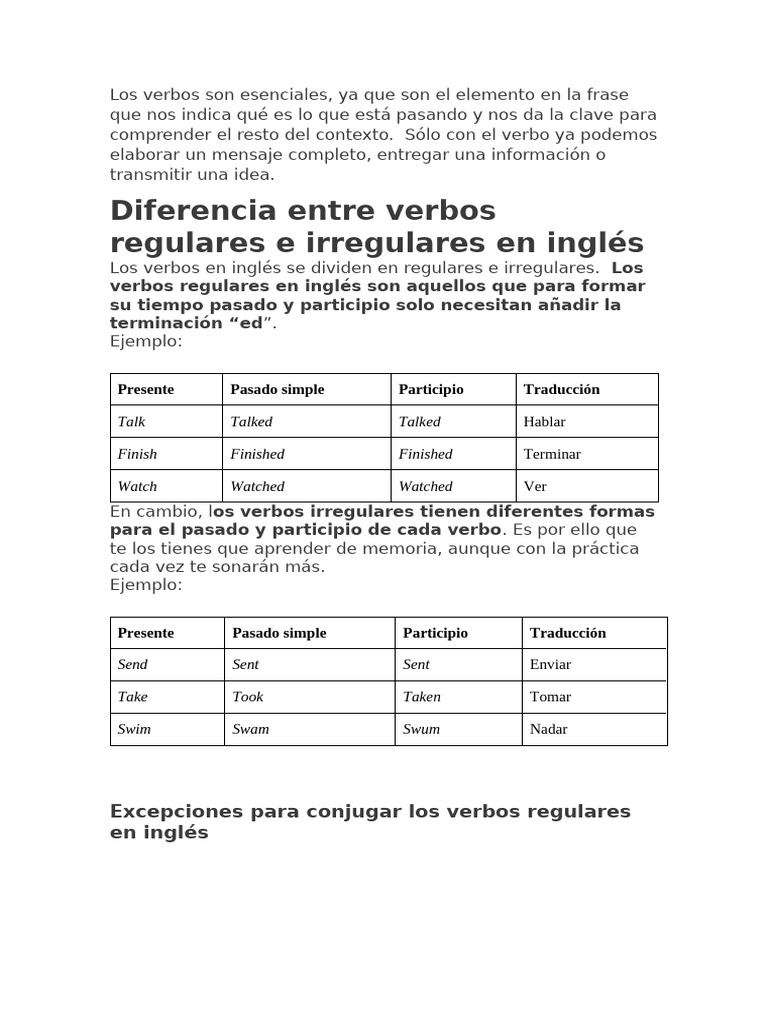 All About Verbs Regular and Irregular | PDF | Verbo | Morfología ...