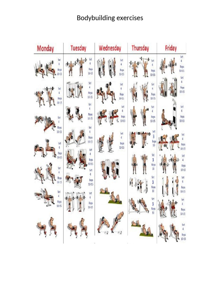 4-Day Plan For Beginner Weight Training Routine - Docx | PDF | Strength ...