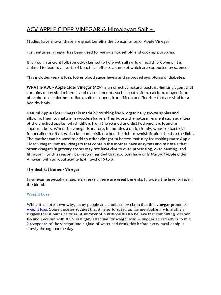 Apple Vinegar Himalayan Salt | PDF | Salt | Vinegar
