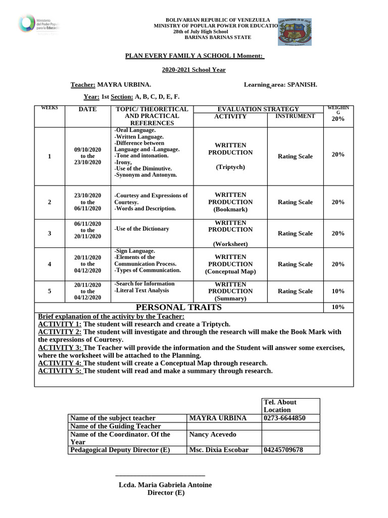 Venezuelan School Year 2020-2021 Curriculum | PDF | Biodiversity ...