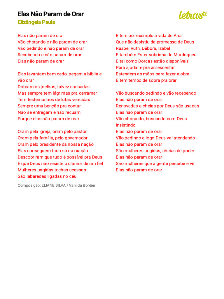 ELAS NÃO PARAM DE ORAR - Elizângela Paula (Impressão) | PDF