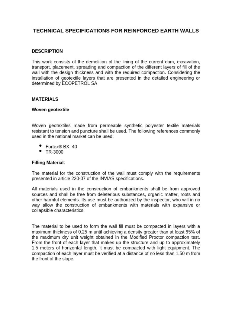 Reinforced Earth Wall Specifications | PDF | Concrete | Civil Engineering
