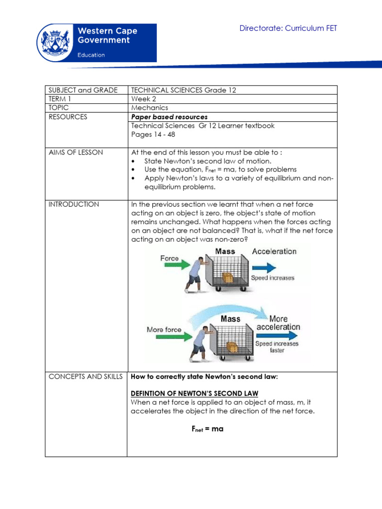 Technical Sciences Grade 12 Term 1 Week 2 - 2021 | PDF | Force ...