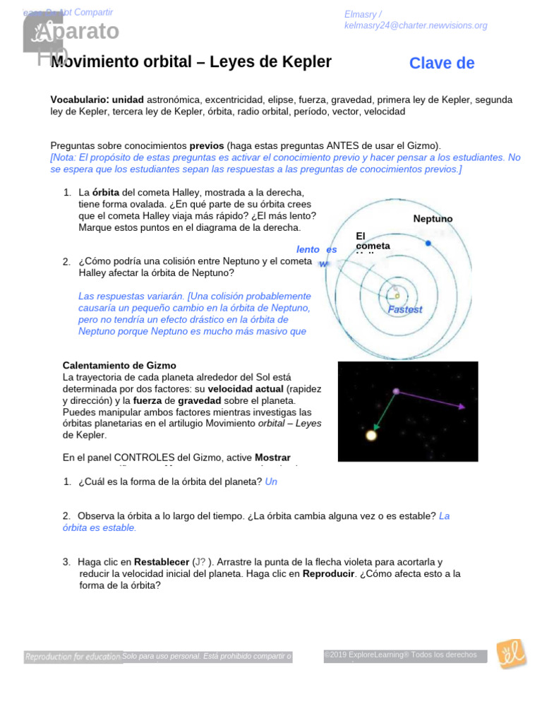 Movimiento Orbital - Leyes de Kepler | PDF | Orbita | Elipse