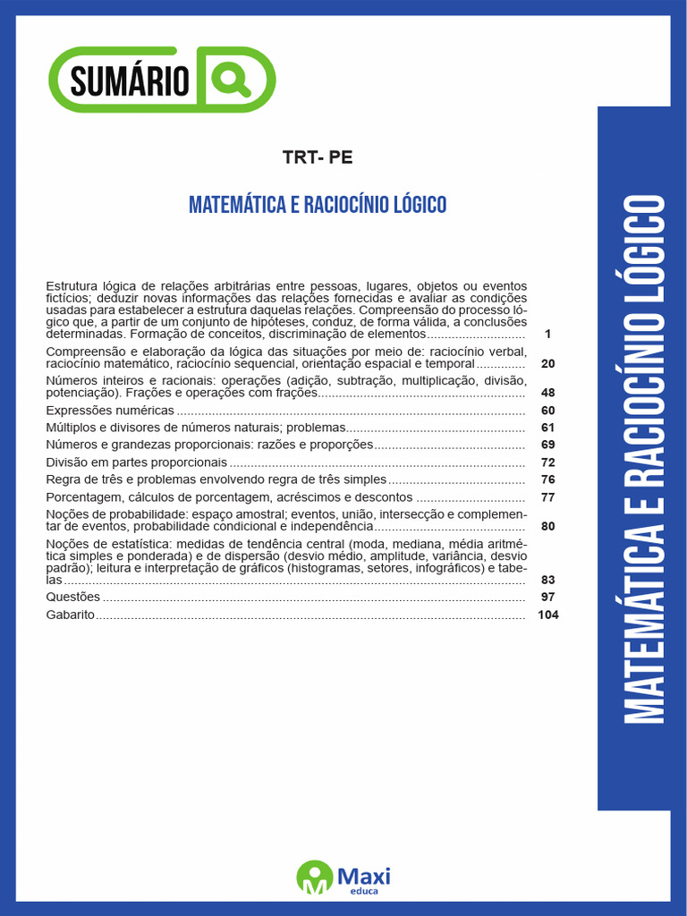 02 Apostila Versao Digital Matematica e Raciocinio Logico 052.523.444!69!1737840519 | PDF ...