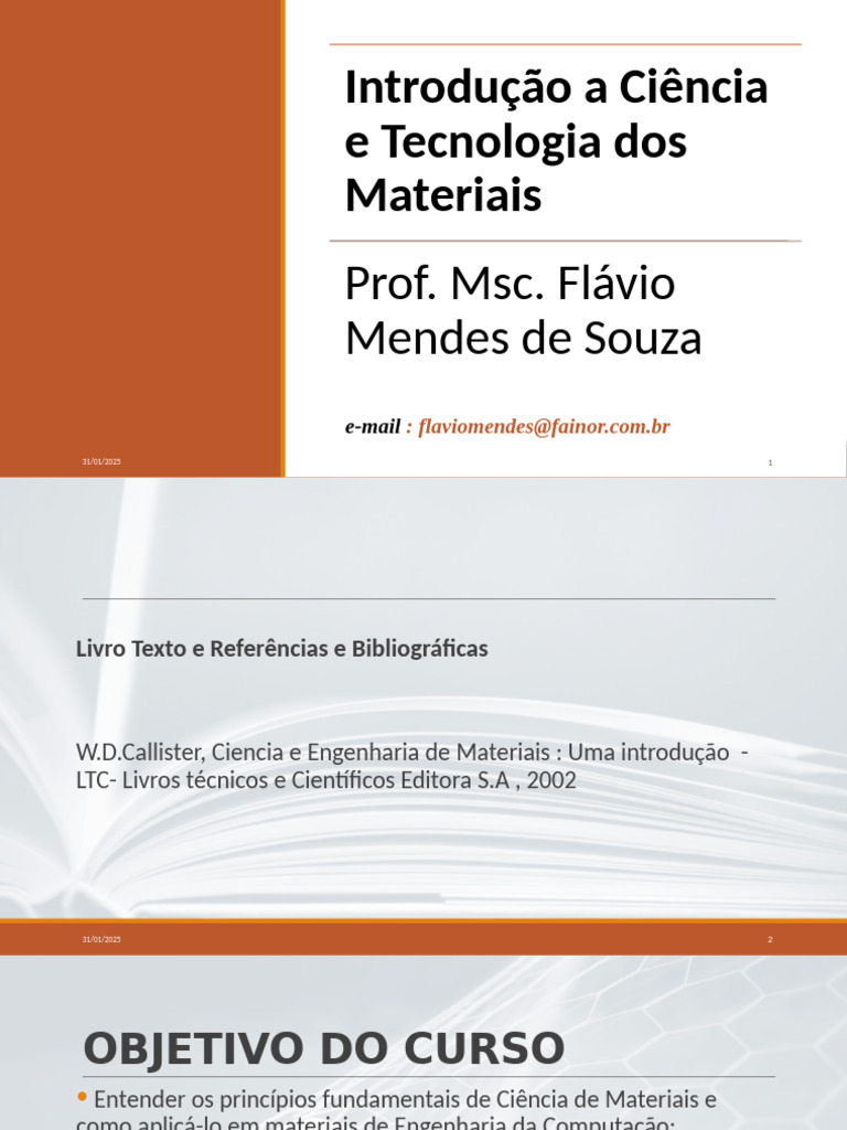Aula 01 Disciplina Ciencia E Tecnologia Dos Materiais Pdf Metais