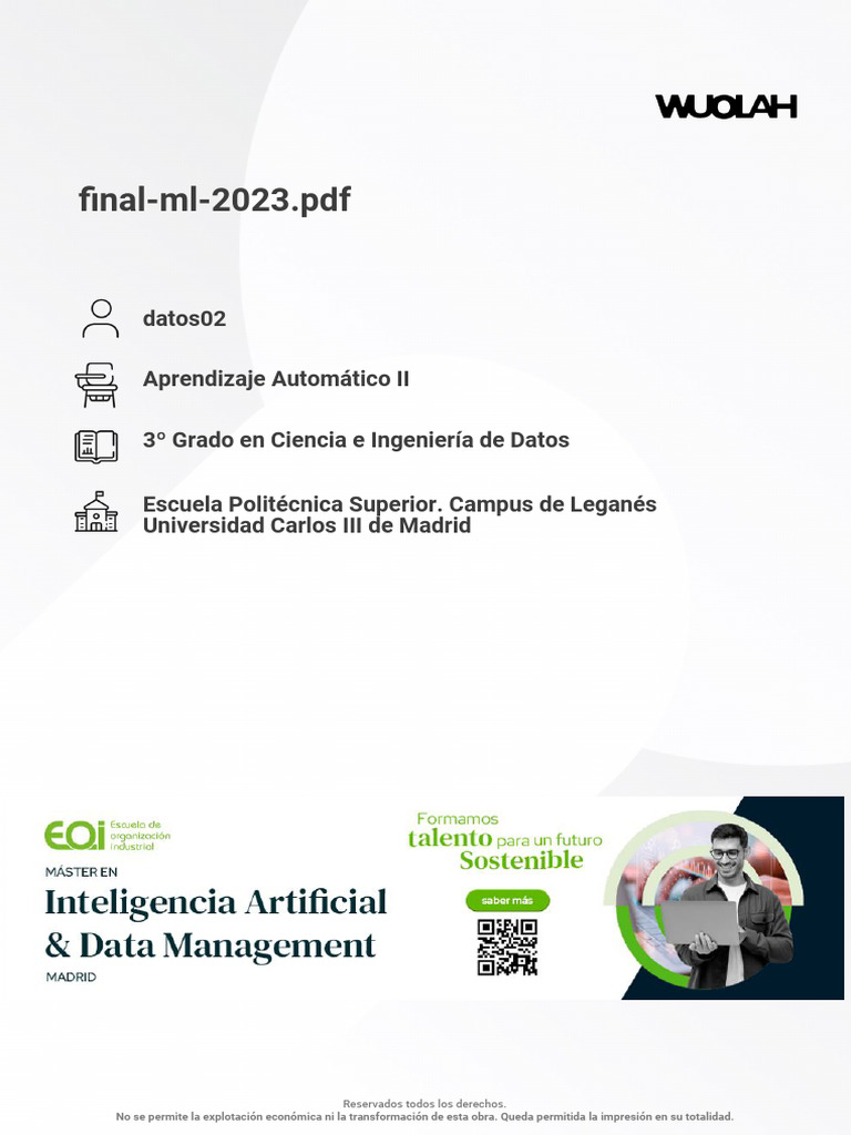 Aprendizaje Automático II UC3M | PDF