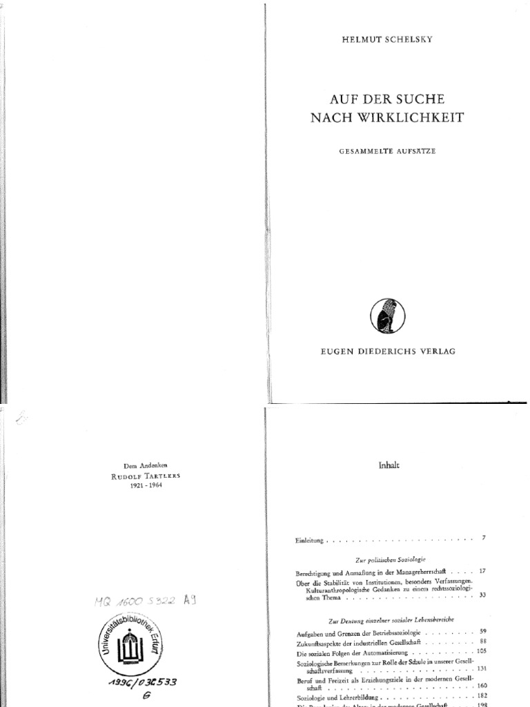 Schelsky - Ist Die Dauerreflexion Institutionalisierbar | PDF