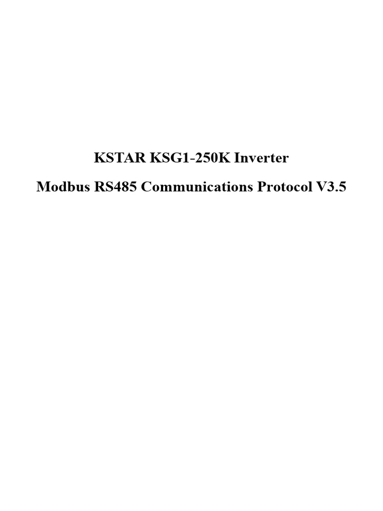 1 KSG1.250K.Inverter - Modbus.Communication - Protocol.3.5 | PDF | Data Transmission ...