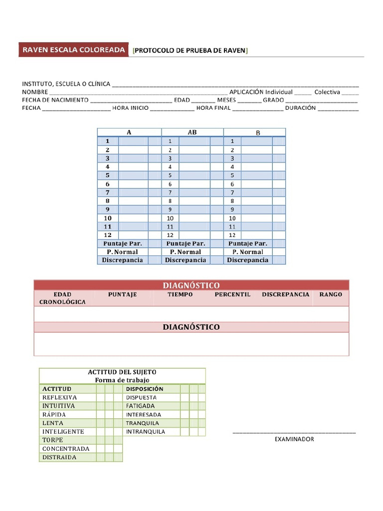 45 PROTOCOLO RAVEN ESCALA COLOREADA A | PDF