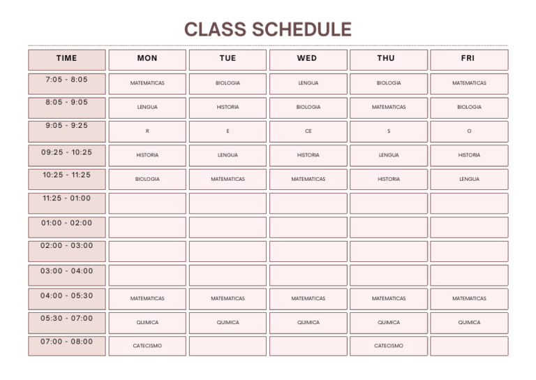 Class Schedule | PDF