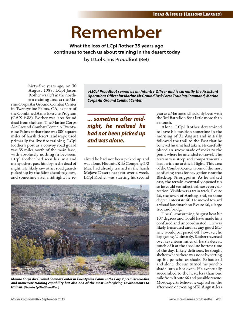 LCPL Rother - Marine Corps Gazette - Sep2023 | PDF | United States ...