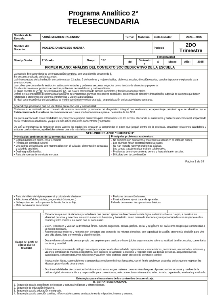 1.-Tele 2° Lenguajes 2T | PDF | Autor | Poesía