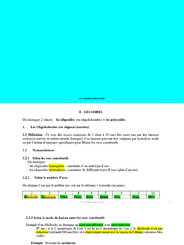 Cours Glucides les oses et osides (4) | PDF