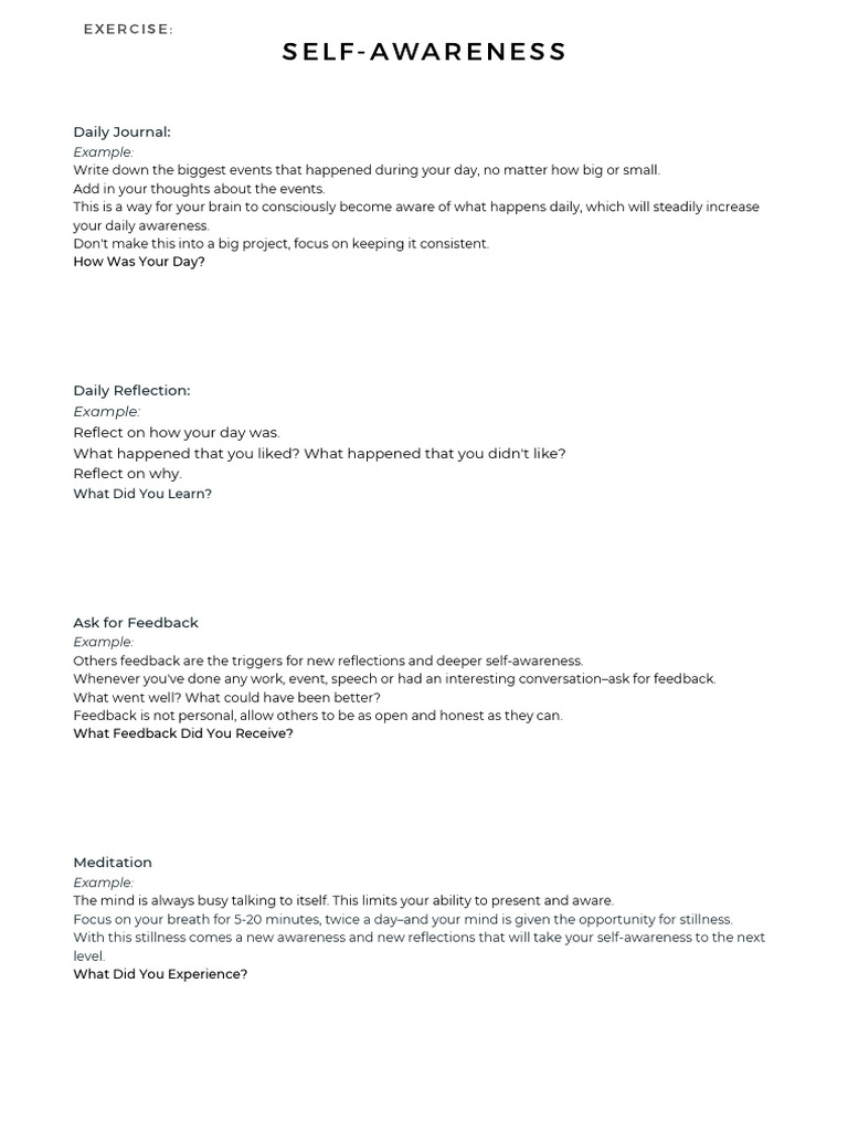 Exercise_+Self-Awareness | PDF