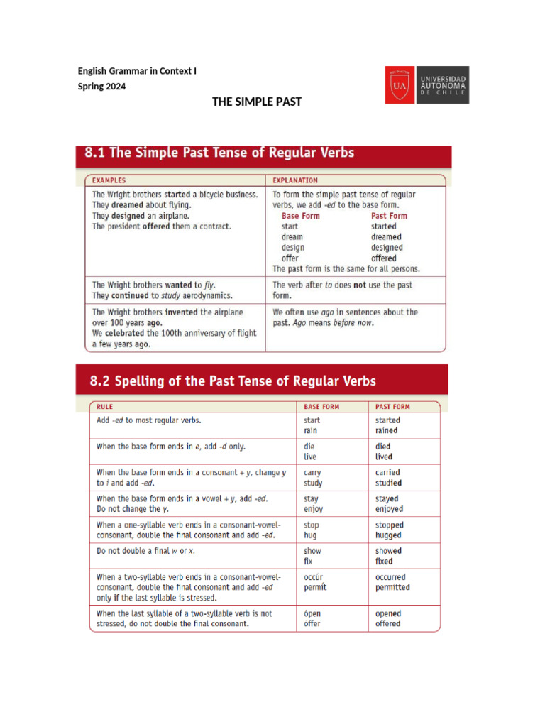 The Simple Past (Structure) | PDF