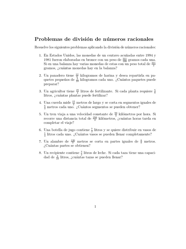 Problemas de división de racionales | PDF