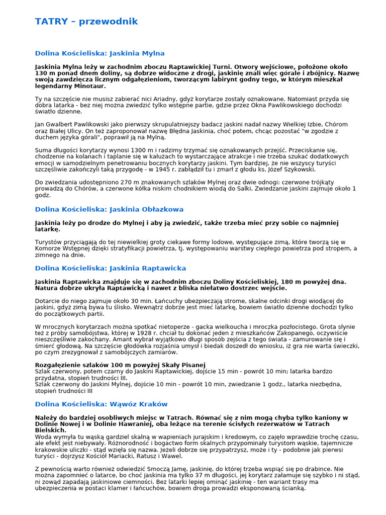 Tatry - przewodnik | PDF