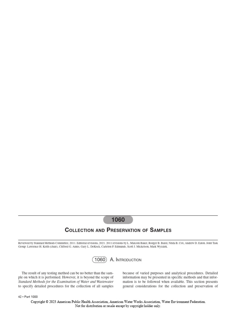 1060 Collection and Preservation of Samples | PDF | Ozone | Matrix ...
