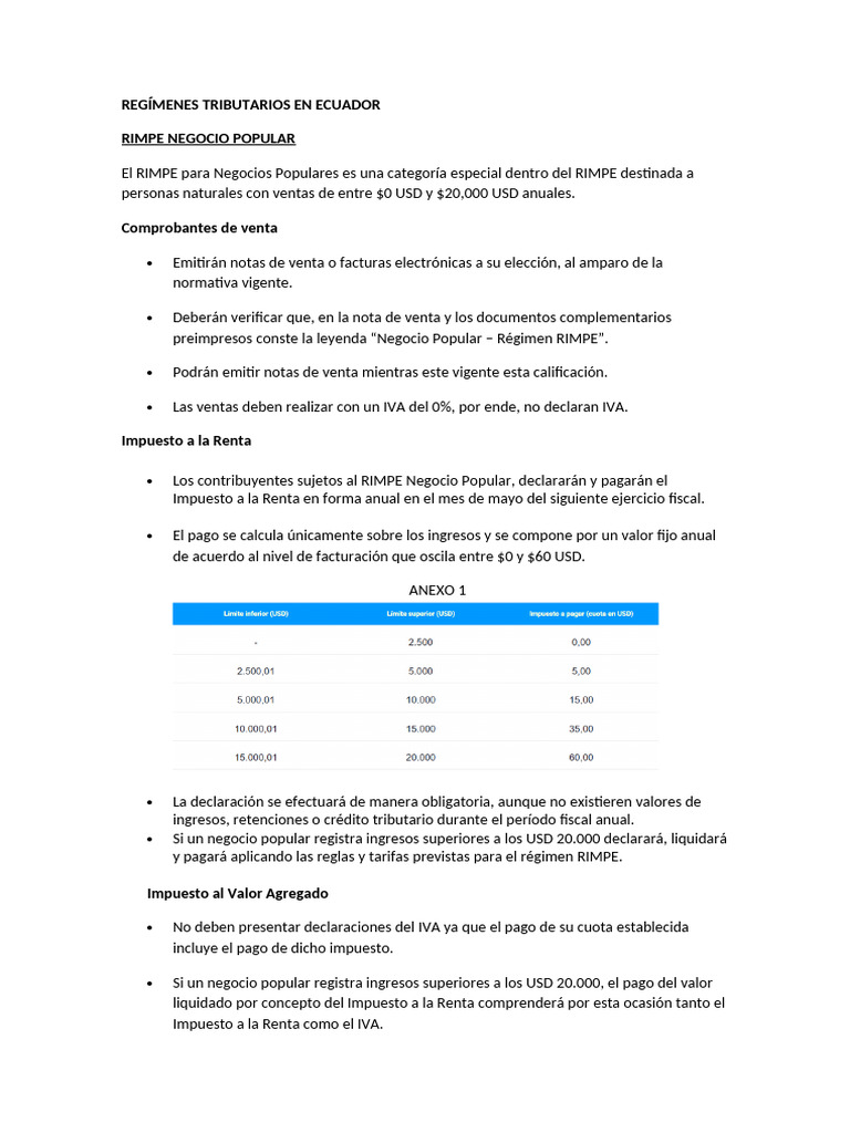 Régimen RIMPE en Ecuador: Guía Completa | PDF | Impuesto sobre la renta ...
