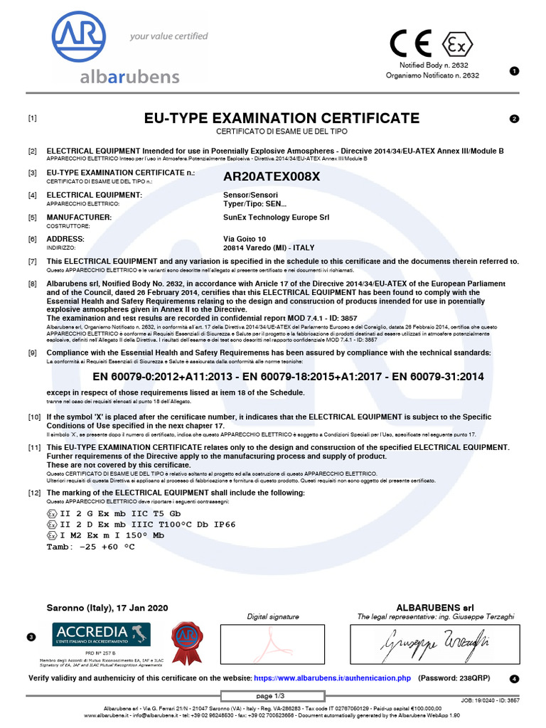 AR20ATEX008X Exm Sensor | PDF