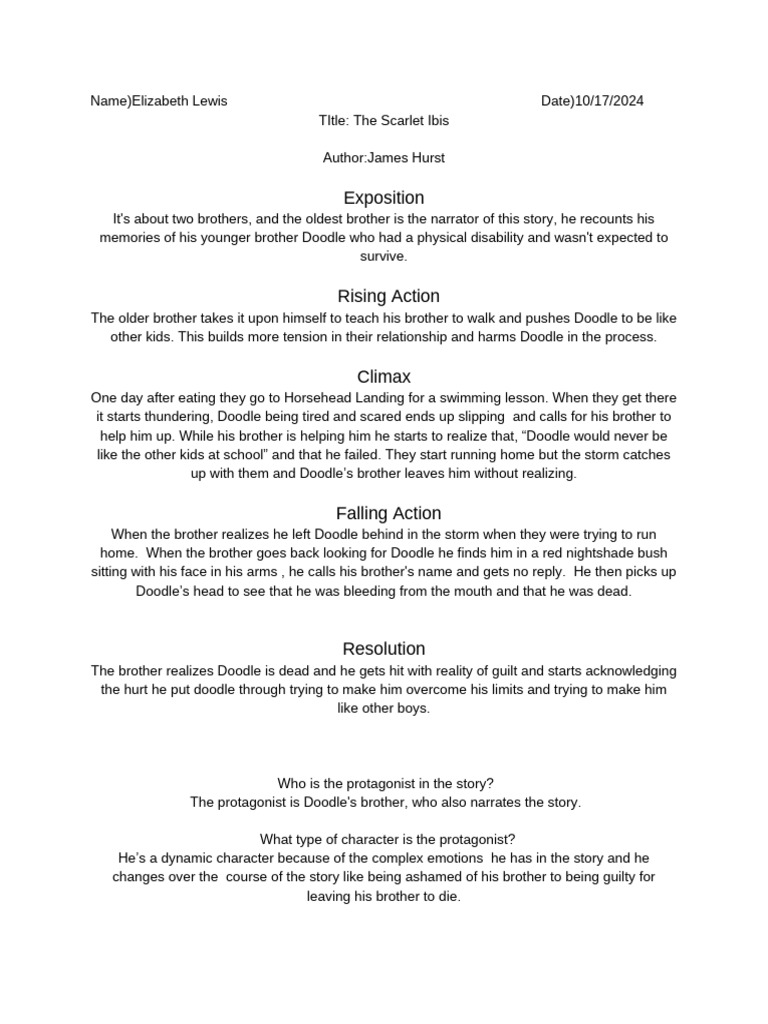 TItle_ the Scarlet Ibis | PDF