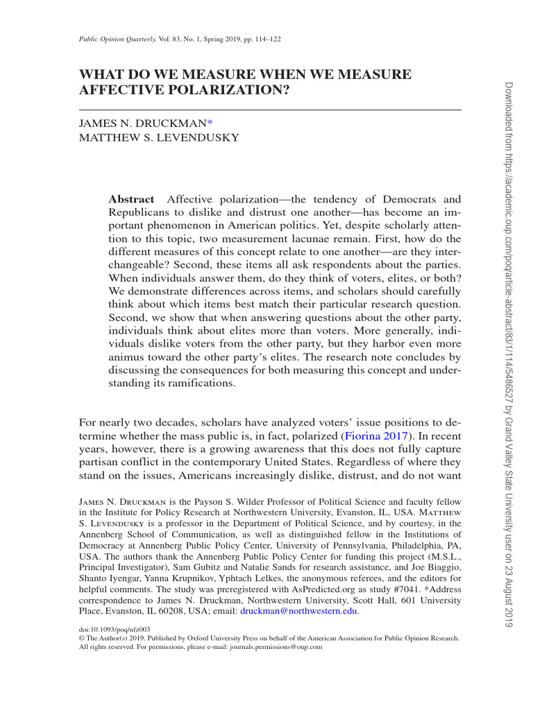 Druckman & Levendusky (2019) What Do We Measure When We Measure ...