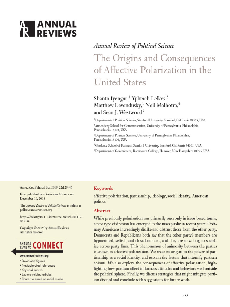 Iyengar, Lelkes, Levendusky, Malhotra & Westwood (2019) The origins and ...