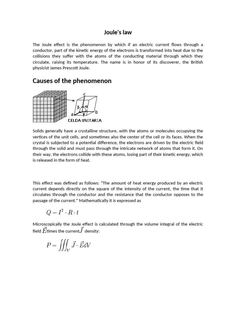 Joule's Law | PDF | Electrical Conductor | Heat