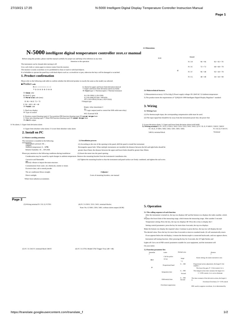 Manual of Instructions For The Smart Digital Display Temperature ...