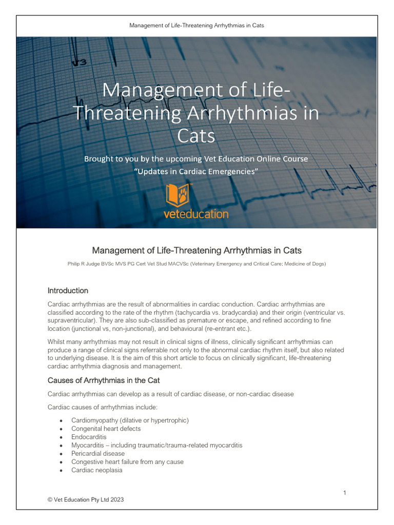 Managing Life-Threatening Cat Arrhythmias | PDF | Electrocardiography ...