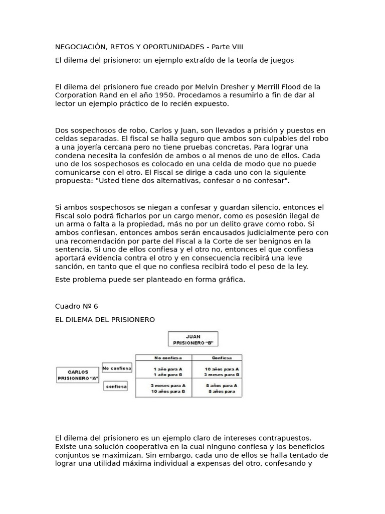 Dilema del Prisionero en Negociación | PDF | Negociación