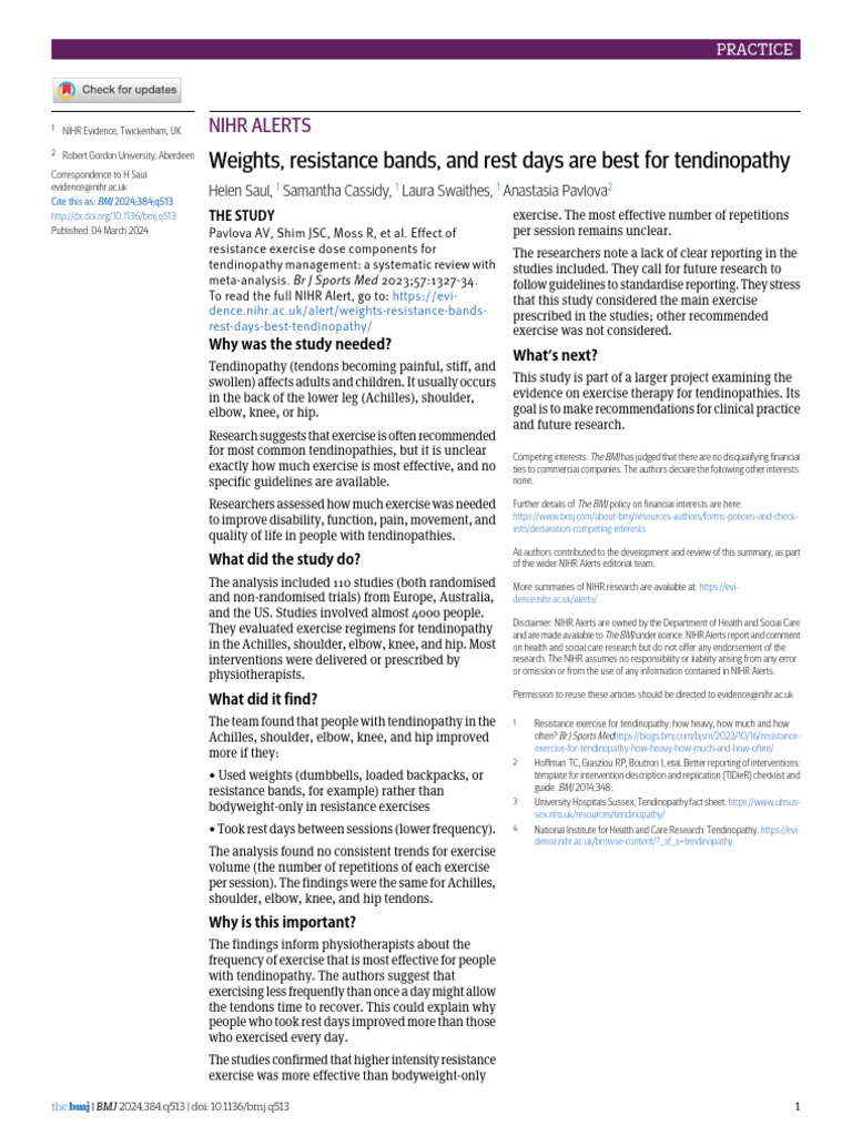 Weights, Resistance Bands, and Rest Days | PDF | Clinical Medicine ...