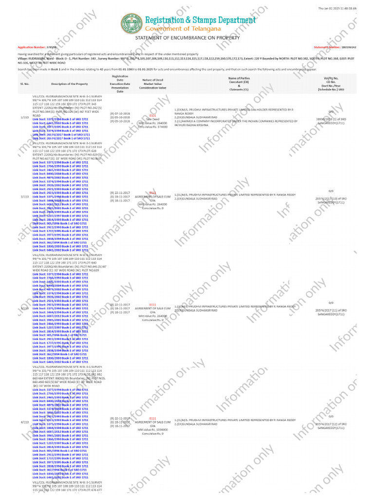 Statement of Encumbrance On Propertyrudrarram | PDF