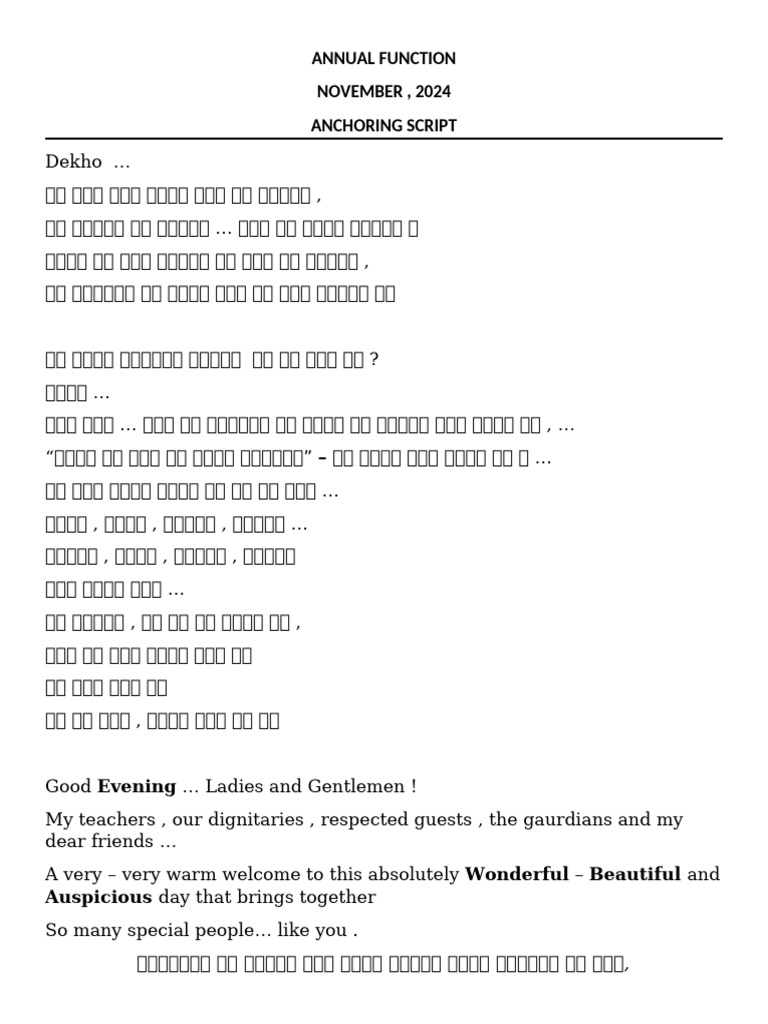Annual Function - Script (2024) | PDF