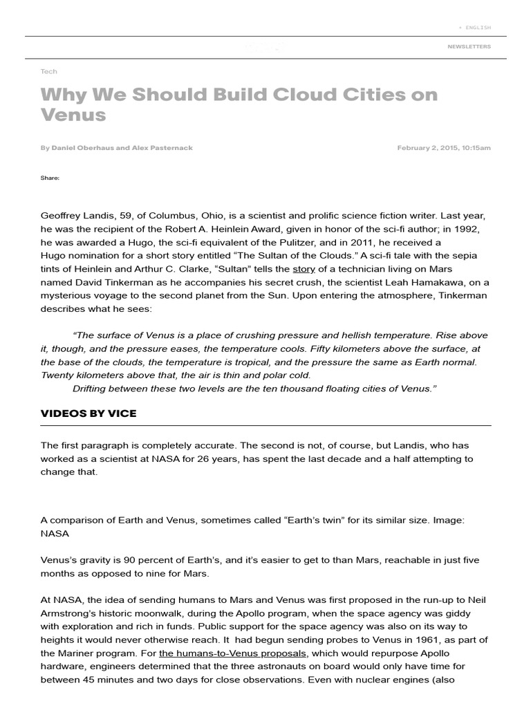 Exploring Cloud Cities on Venus | PDF | Venus | Atmosphere