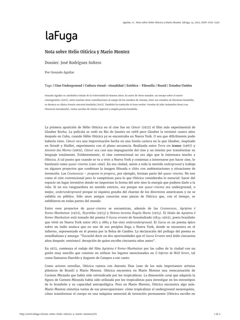 Nota Sobre Helio Oiticica y Mario Montez | PDF