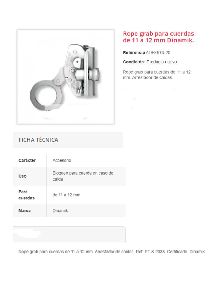 Ficha Tecnica Arrestador de Caida Acero YOKE S-2038-11 | PDF
