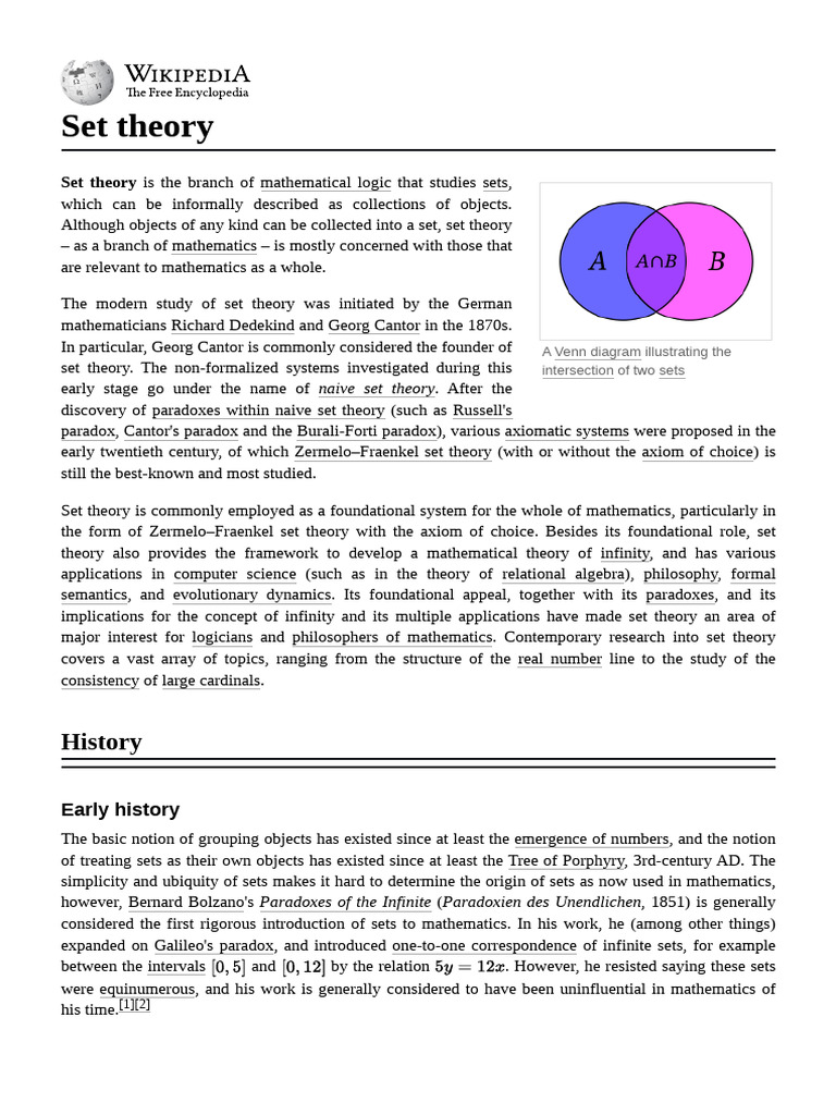 Set_theory | PDF | Set (Mathematics) | Axiom