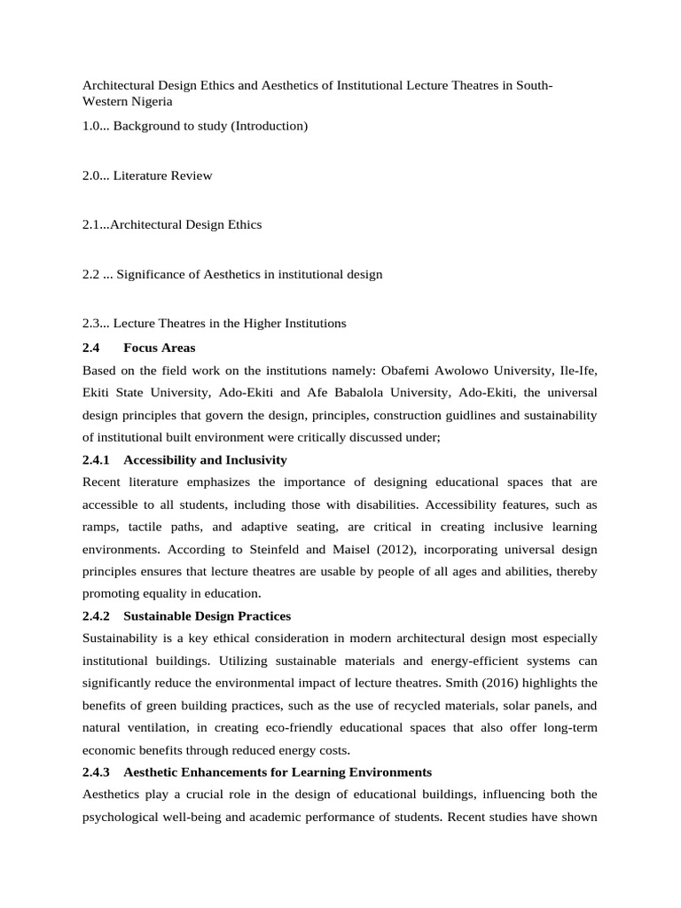 Ethics and Aesthetics in Lecture Theatre Design | PDF | Methodology ...