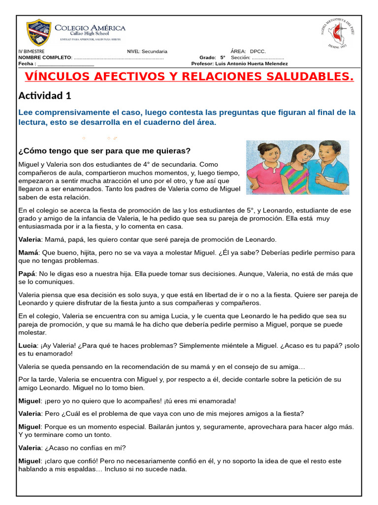 Actividades 2024 - Vinculos Afectivos y Relac. Saludables | PDF | Las emociones | Empatía