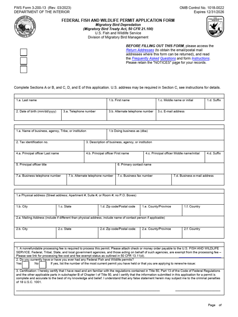 3 200 13 Application Depredation of Migratory Birds | PDF | United ...