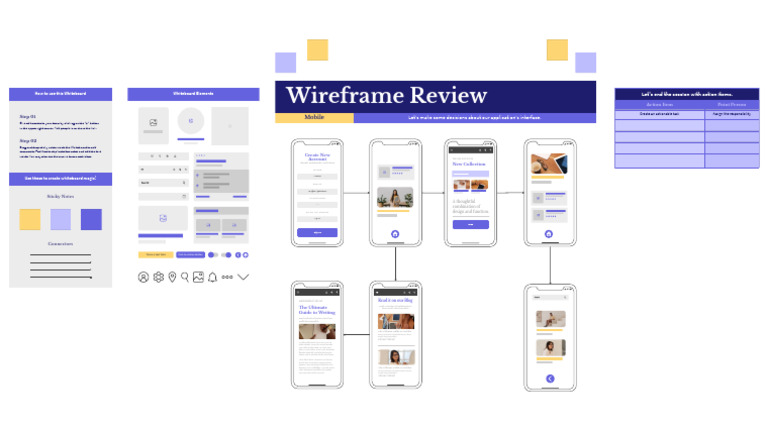 Wireframe Flowchart Whiteboard in Purple Violet Adjacent Colour Blocks ...