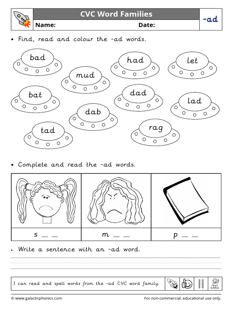 CVC Word Family -ad Activities | PDF